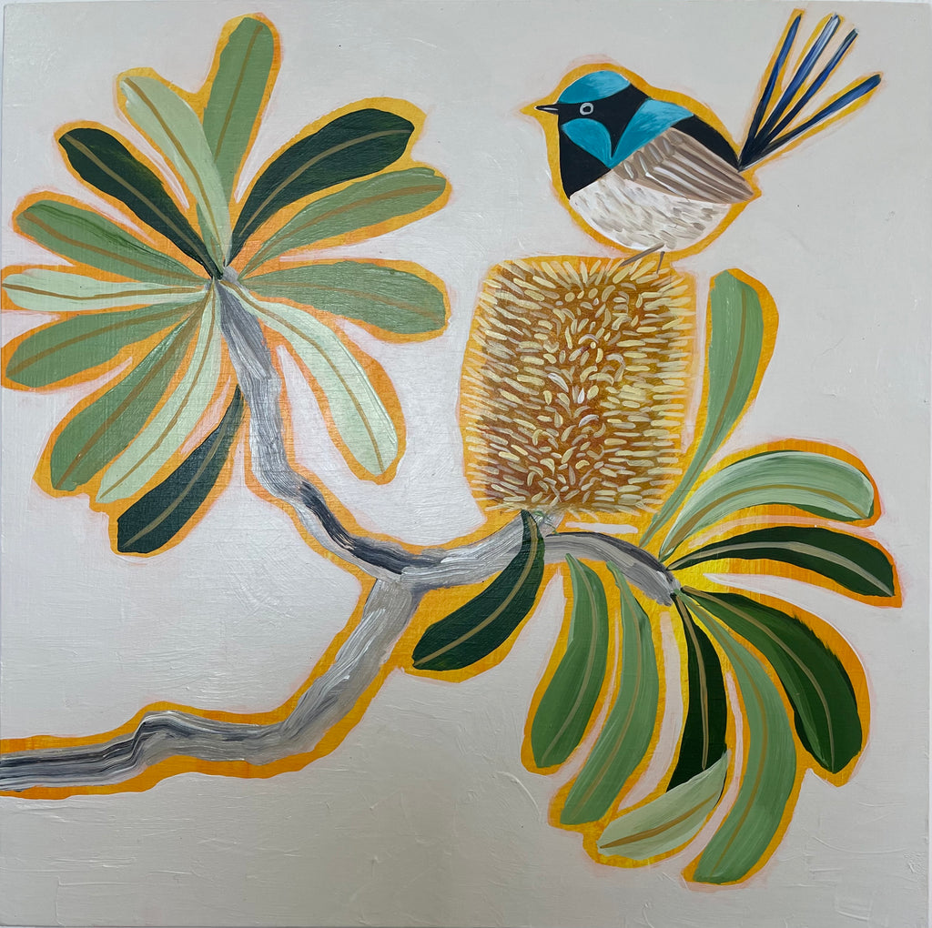 Fairy Wren and Banksia #2 (Commission) – Moontree Studio